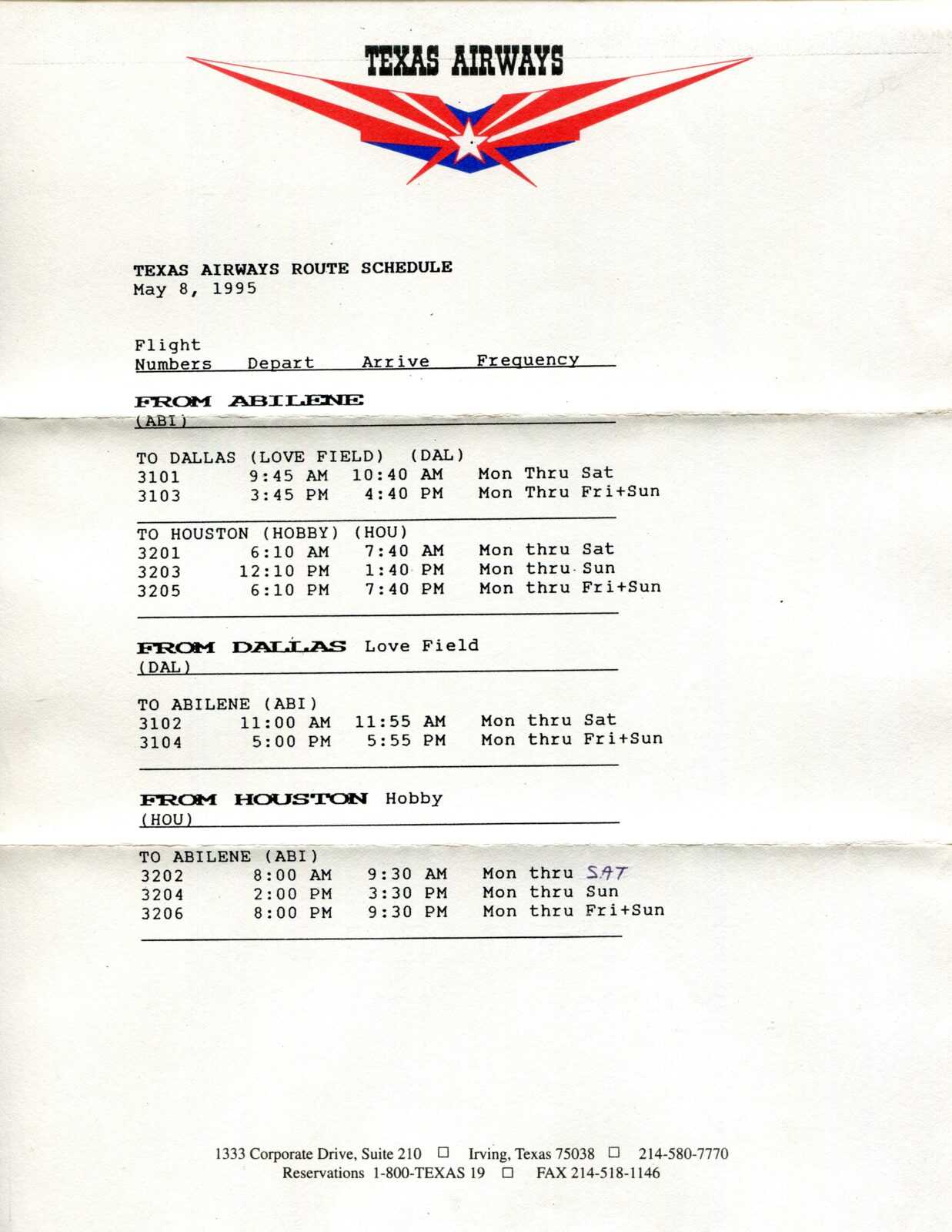 Texas Airways history from Americas, USA